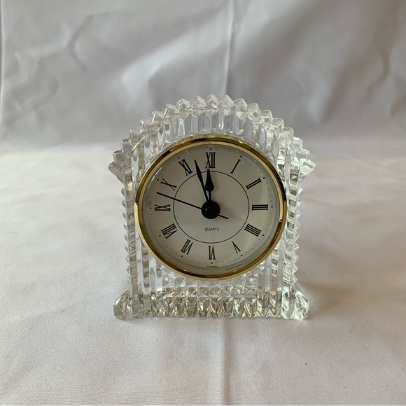 Office | Vintage 24 Lead Crystal Desk Clock Quartz | Poshmark